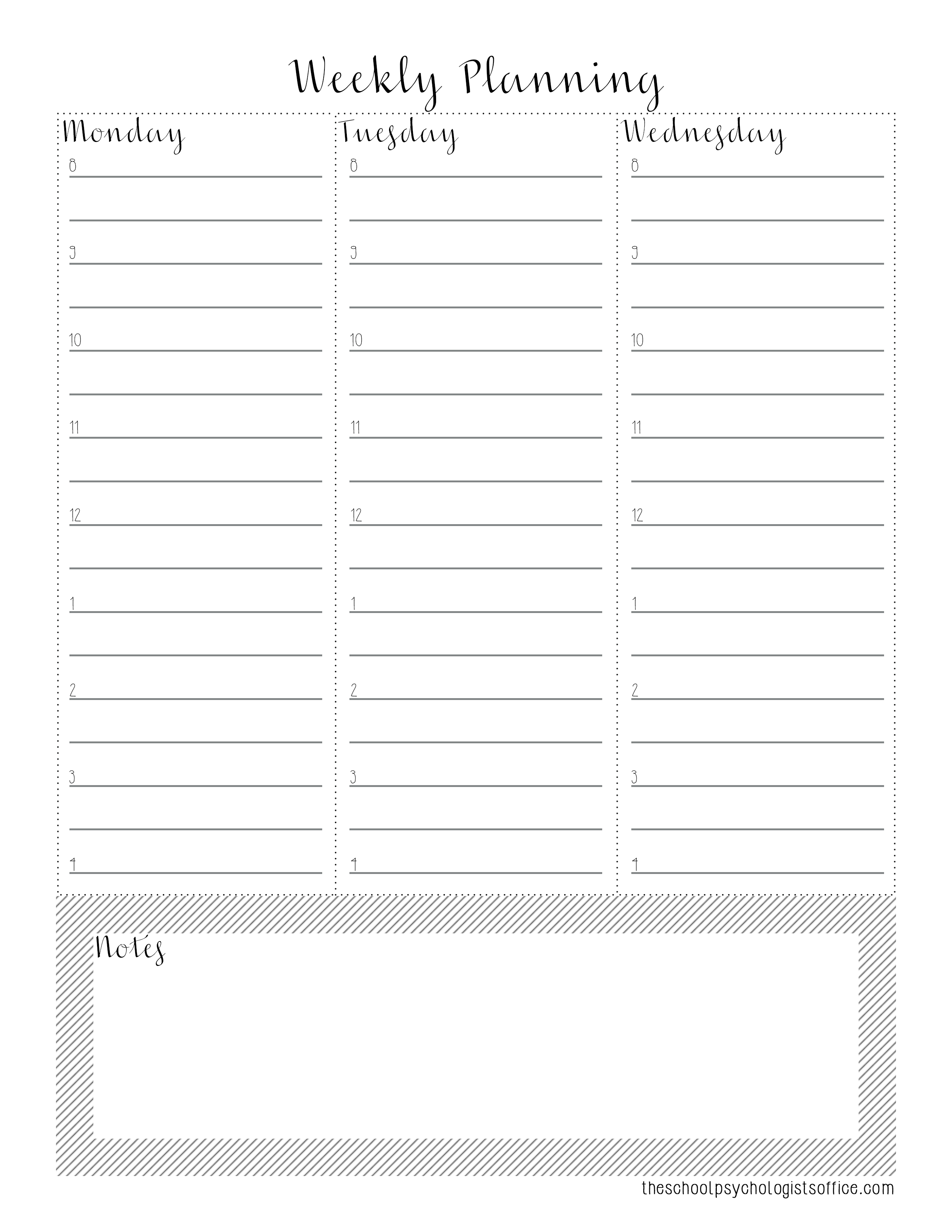 Printable Weekly Planner – school psychologist's office